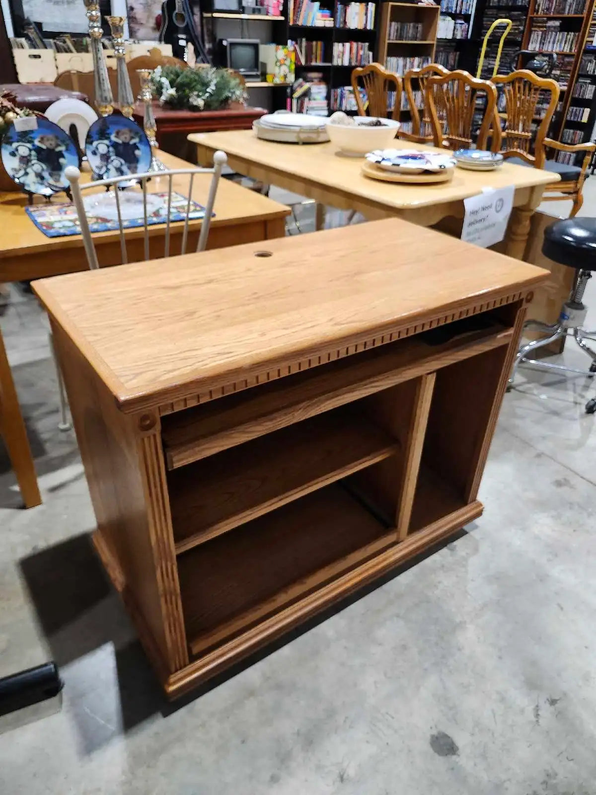 Rolling Solid Oak Computer Desk – Rebound Centre